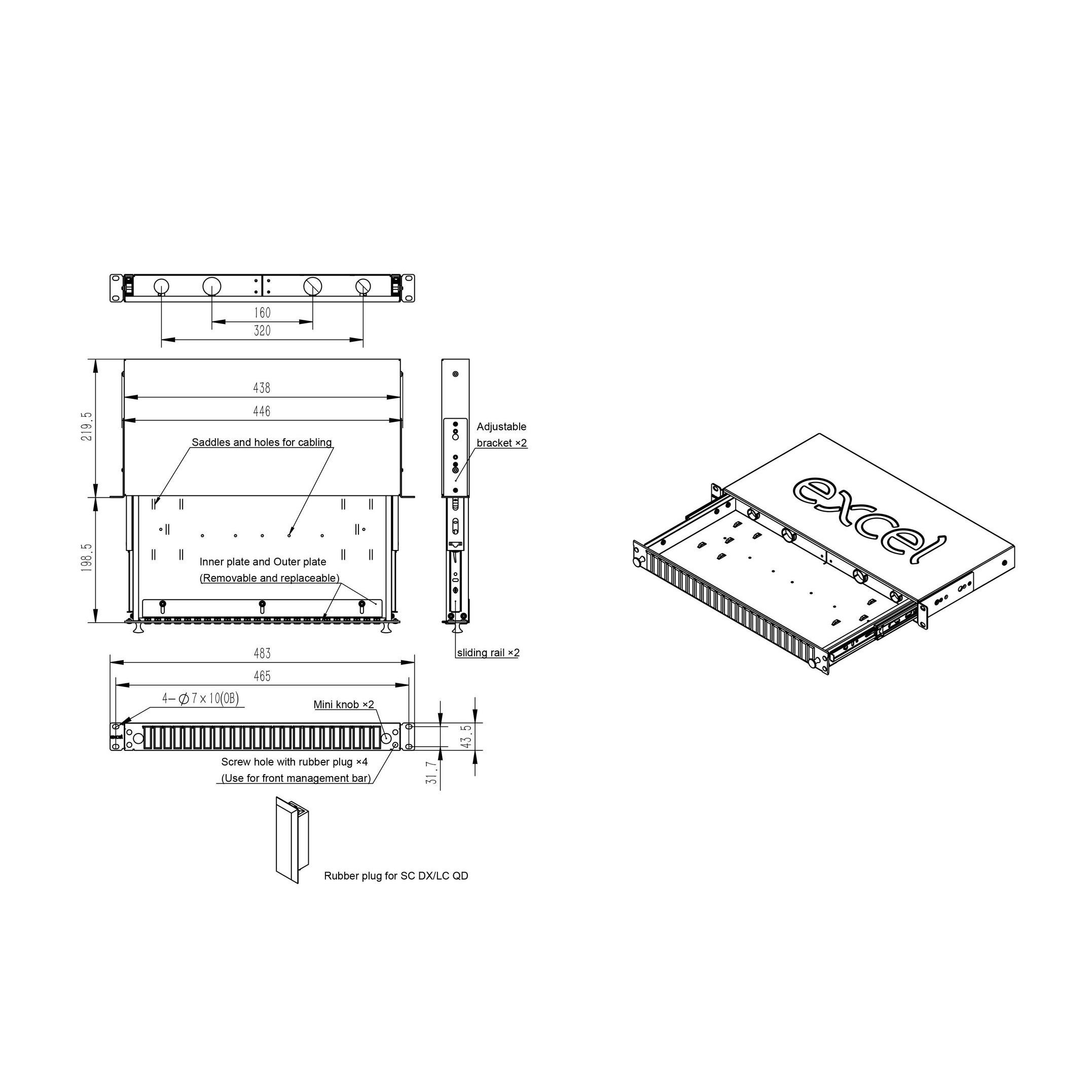 Excel optikai patch panel, üres, LC duplex vagy SC szimplex toldókkal ...
