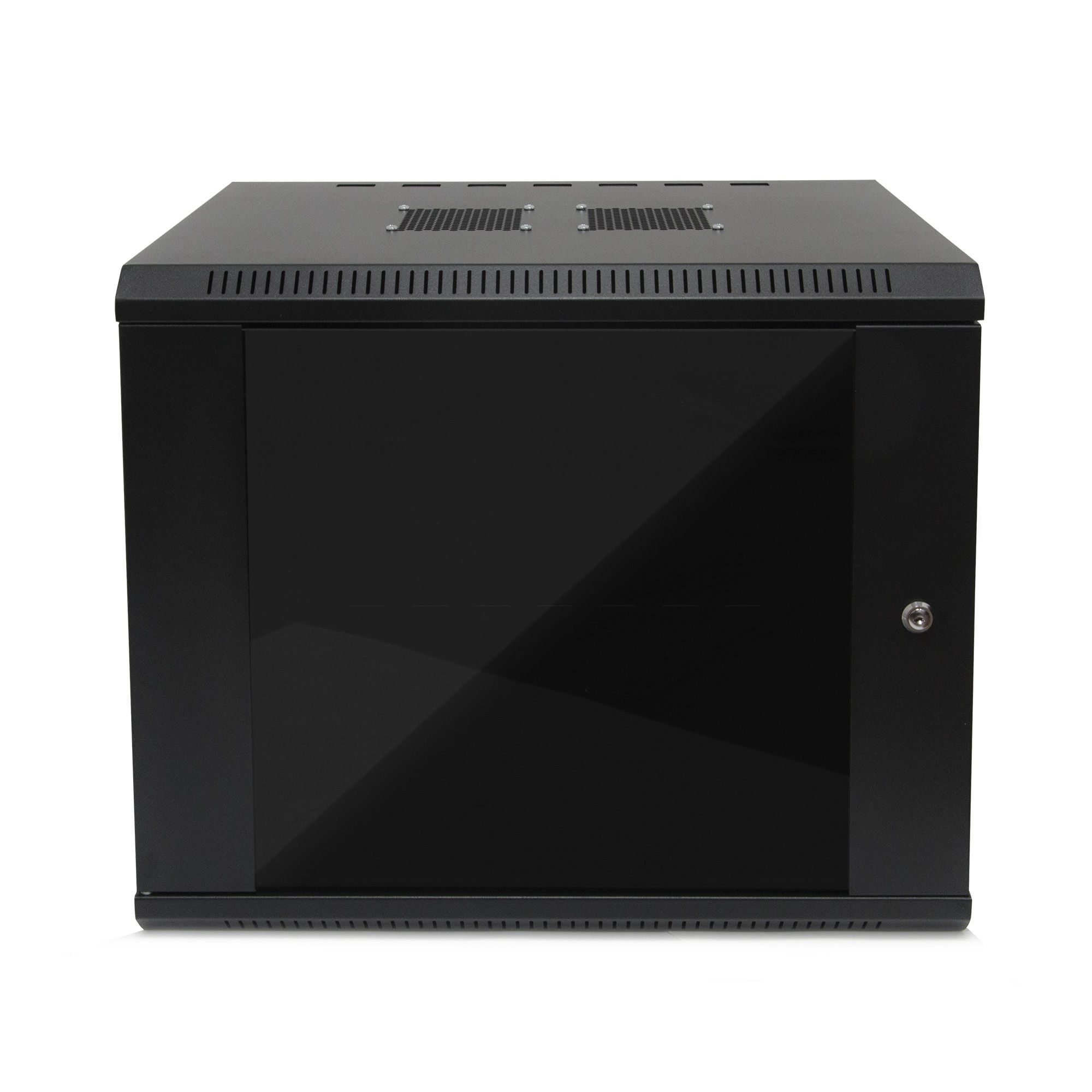 TechSon 600 × 450 mély 9U magas, fali rackszekrény, üveg ajtó, fekete ...